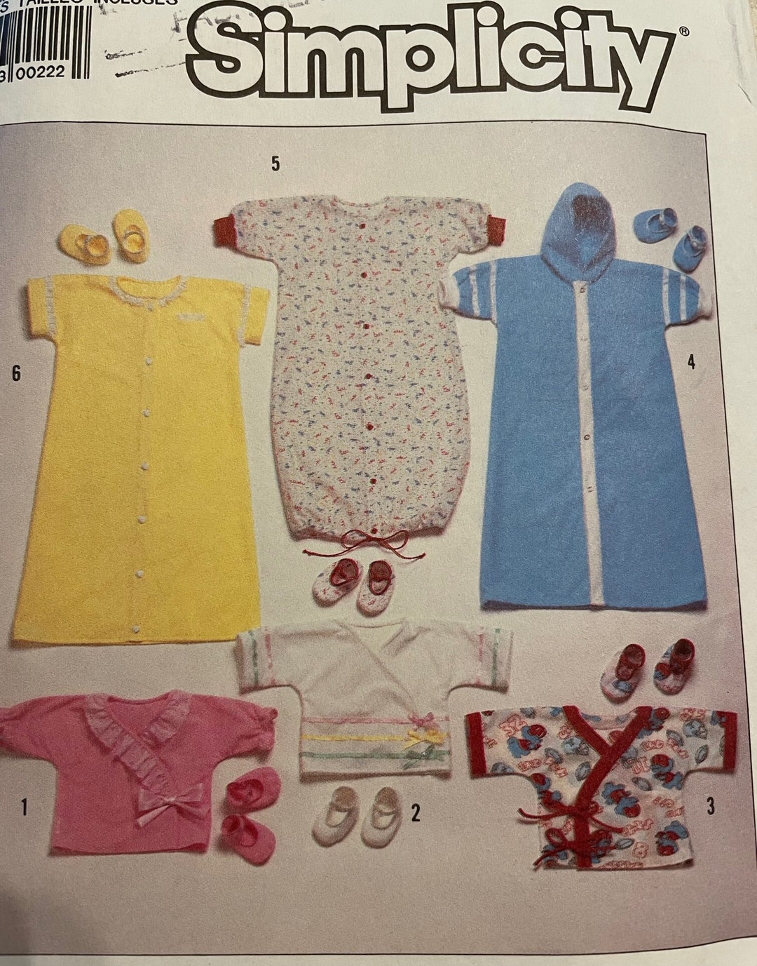 Vintage SIMPLICITY Sewing Pattern 7871 to Make Baby Kimonos and Booties ...