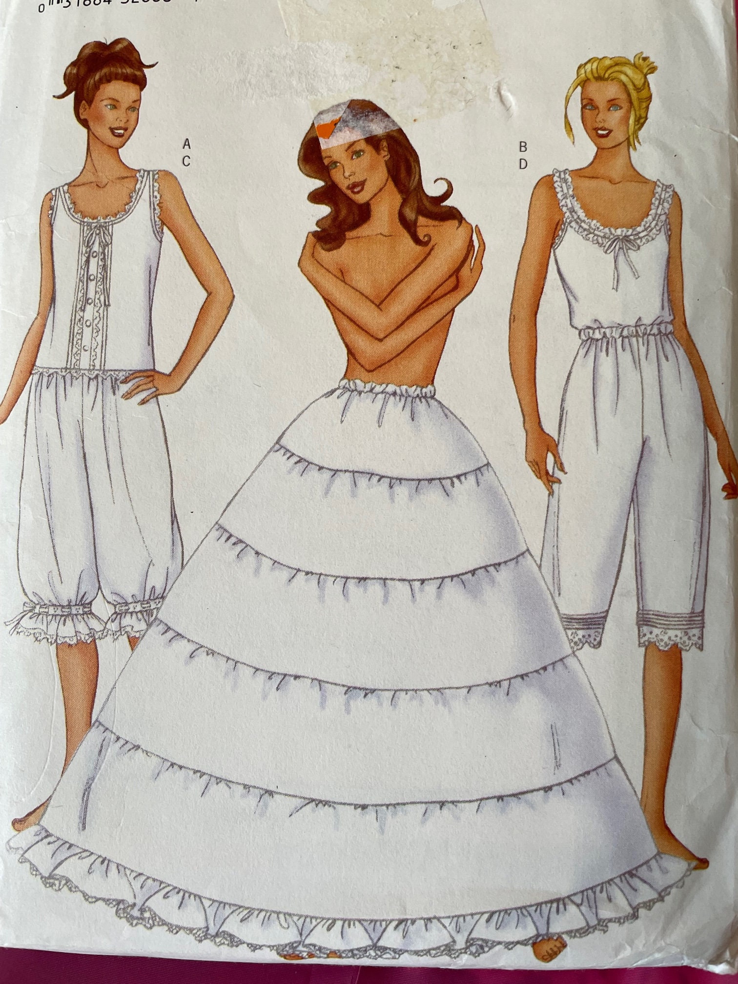 BUTTERICK 6884 Hoop Petticoat Pattern, Vintage Camisole & Pantaloons ...