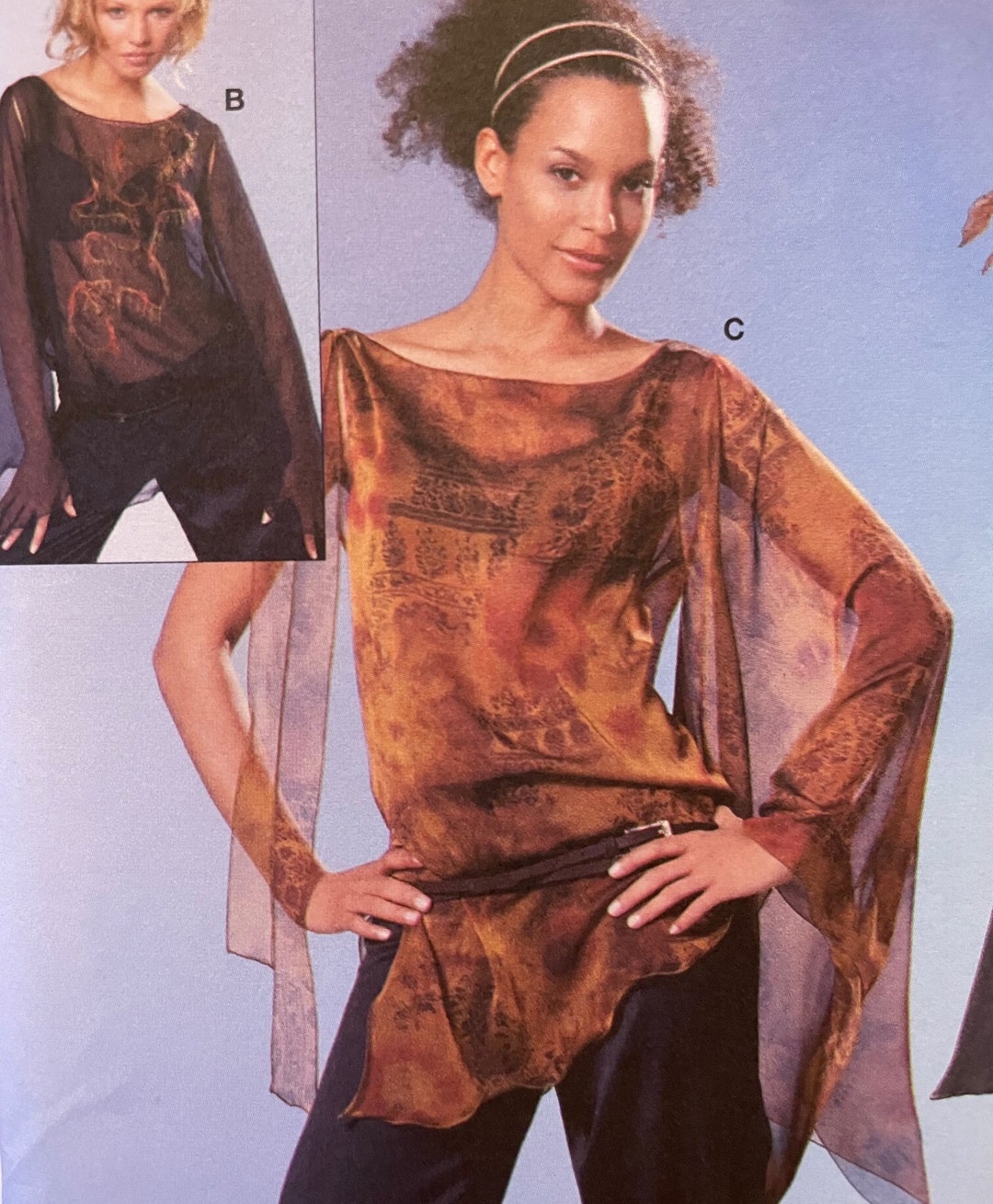 Vintage Burda 8399 Tunic Blouse, PATTERN Tunic Blouses Sizes 6 to 24 ...