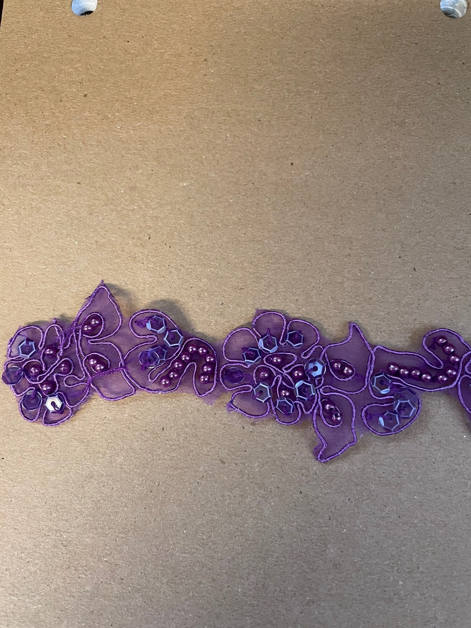 Purple Beaded Lace Trim 2 Yards Piece the Width is 1 1/4 at Highest ...