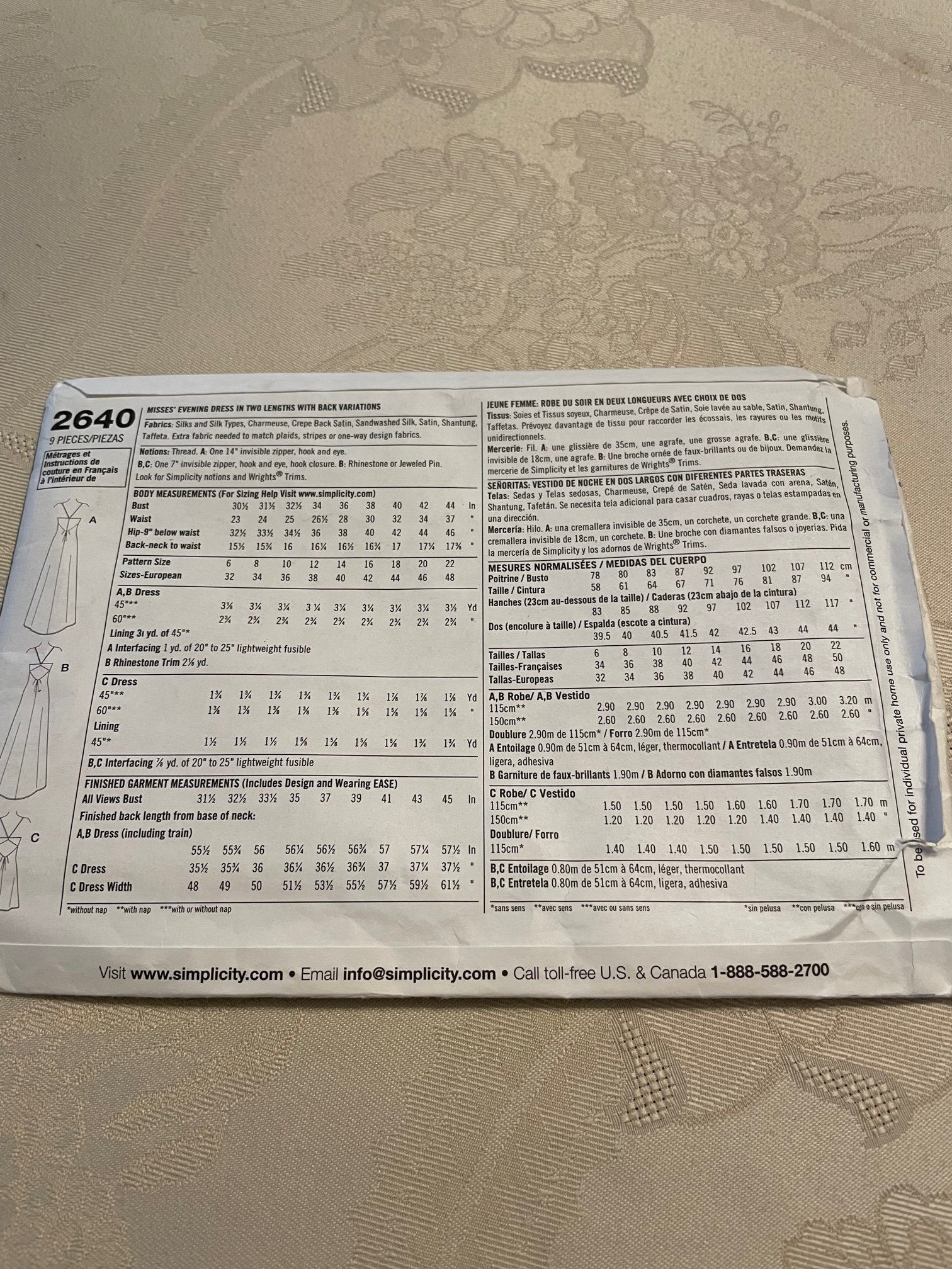 Pattern to Sew Evening Dress in Two Lengths With Back Variations ...