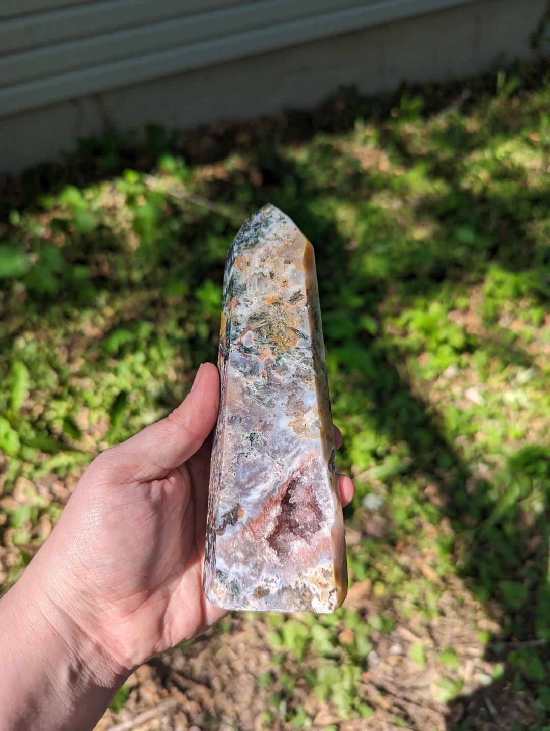 Rare Rainbow Moss Agate Tower Moss Agate Obelisk Tree Agate Tower Tree ...