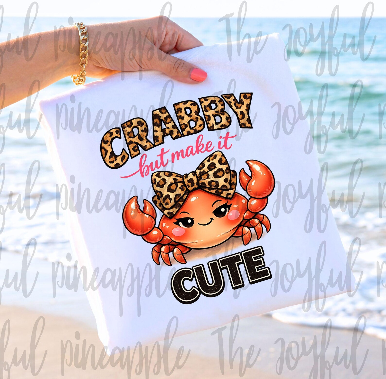 Crabby Leopard Bow Crab PNG, Funny Summer Beach Graphic (digital ...