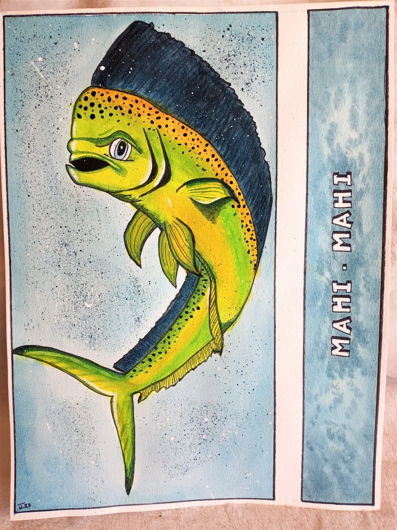 Mikey the Mahi Watercolor - Etsy