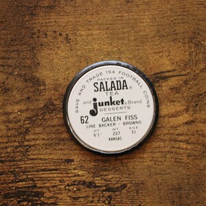 1962 Salada Tea and Junket Desserts Galen Fiss Coin - Vintage Cleveland ...