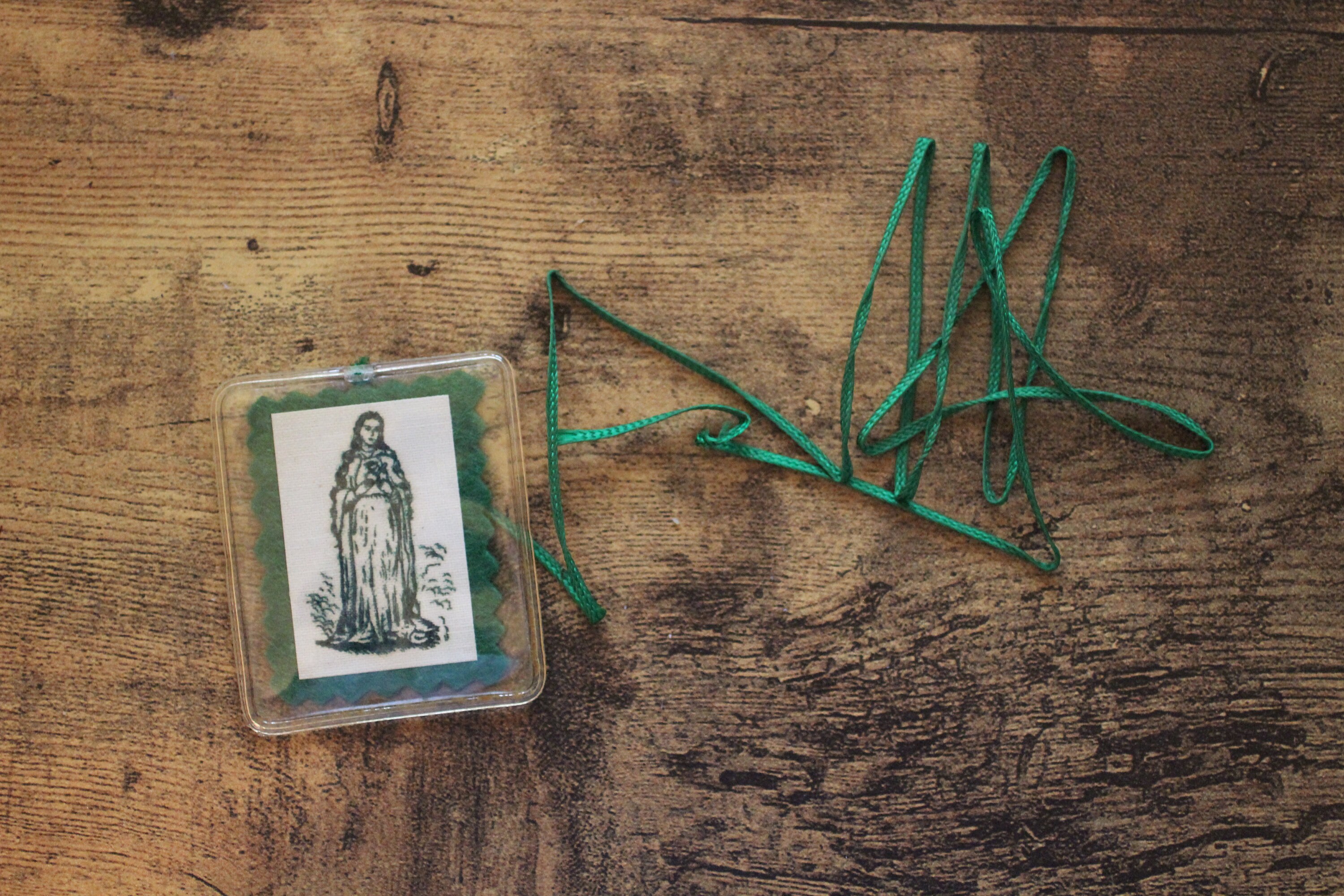 Vintage Green Scapular Immaculate Heart of Mary Catholic - Etsy