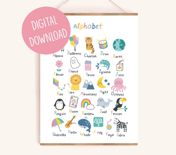 Children's Illustrated Alphabet Poster Printable Download | Etsy
