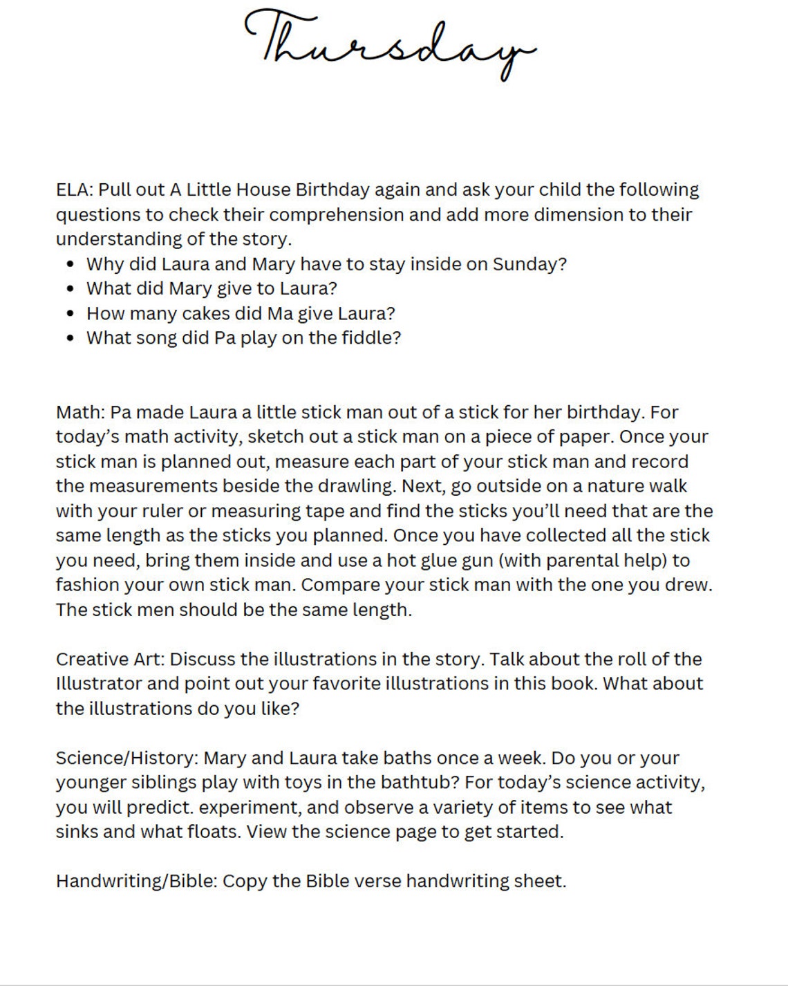 A Little House Birthday Little House on the Prairie Homeschool ...