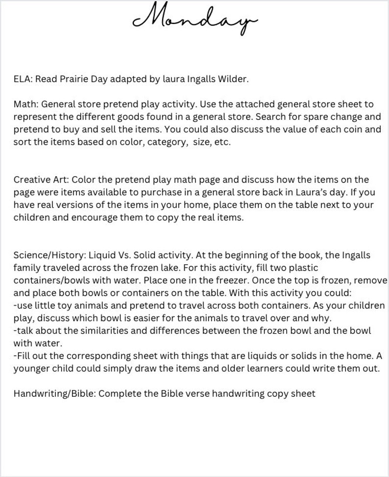 Prairie Day Little House on the Prairie Homeschool Charlotte Mason ...