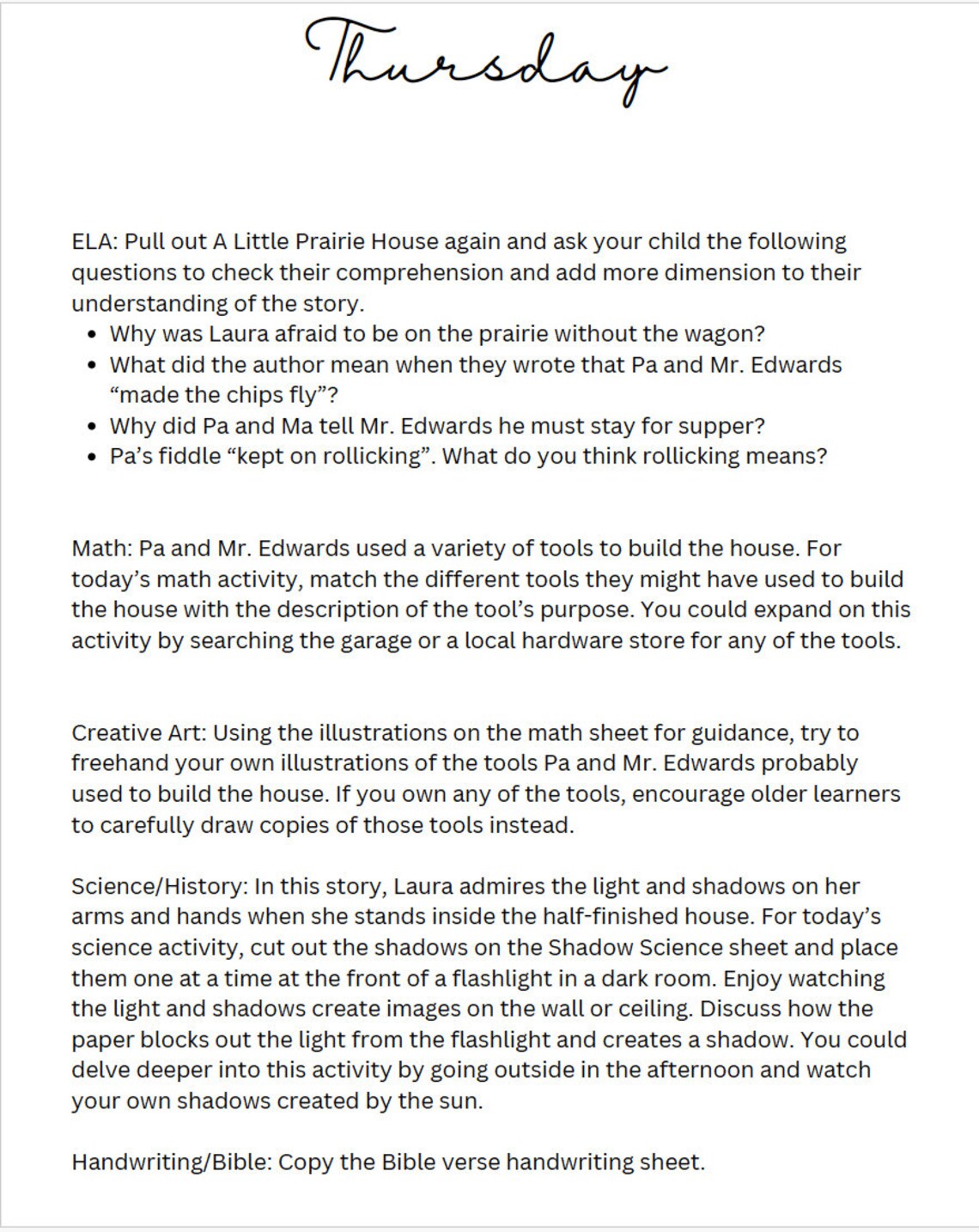 A Little Prairie House Little House on the Prairie Homeschool Charlotte ...