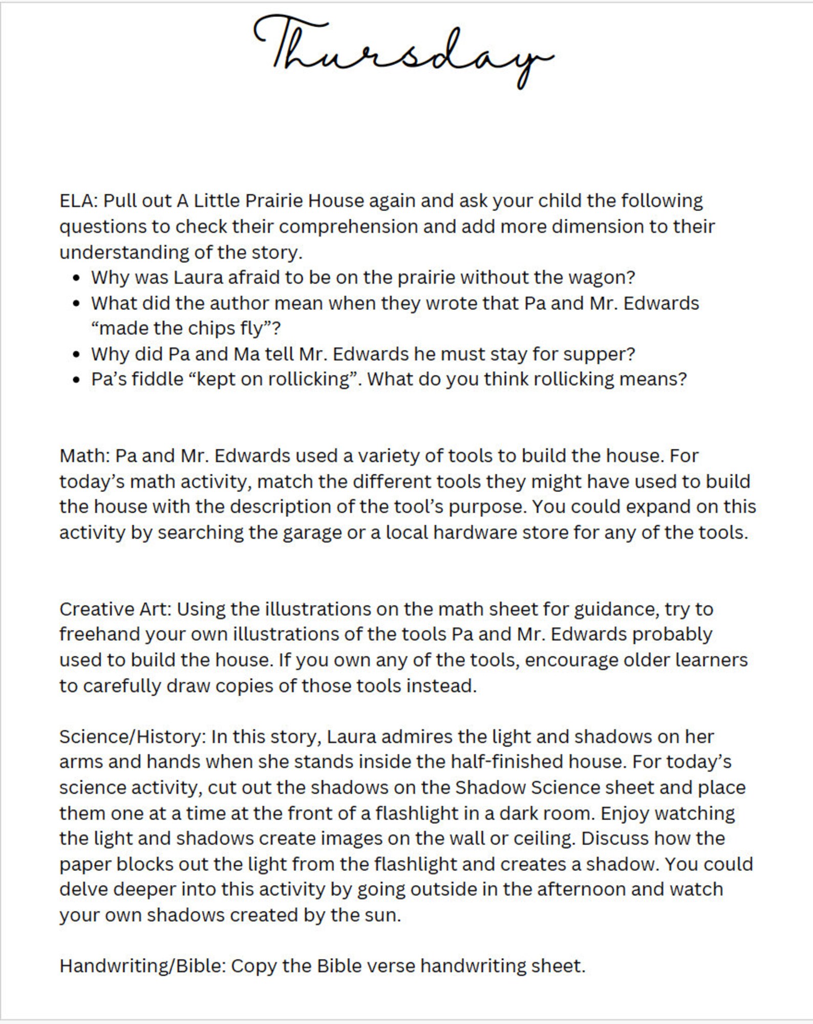 A Little Prairie House Little House on the Prairie Homeschool Charlotte ...