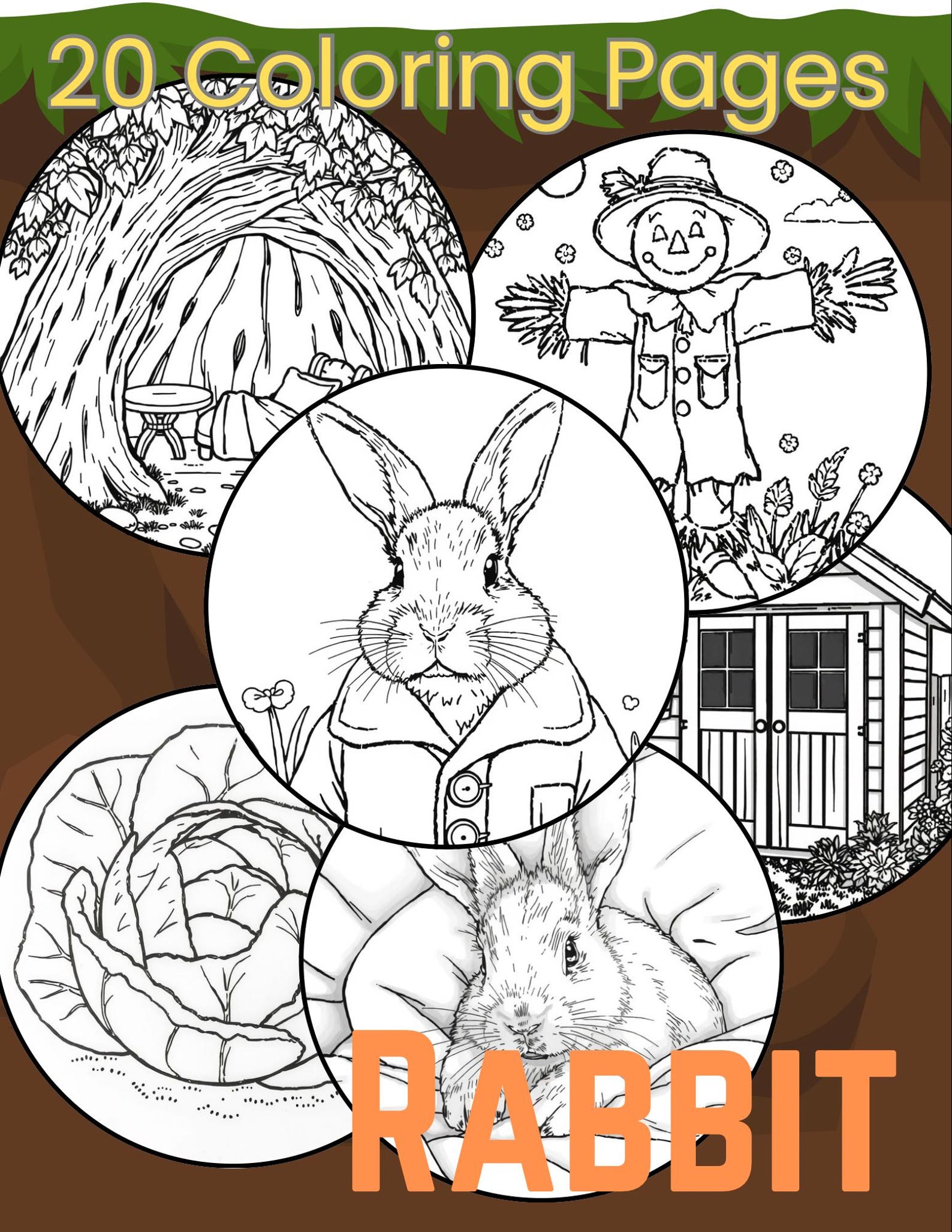 Rabbit Garden Coloring Pages Spring Inspired by Peter Rabbit - Etsy