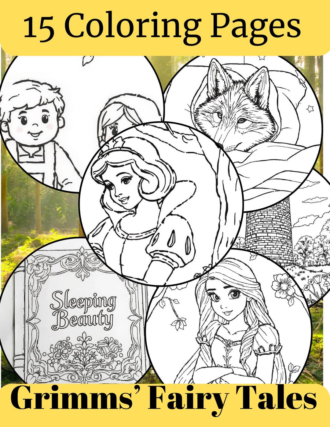15 Classic Grimms’ Fairy Tale Coloring Pages for All Ages - Etsy