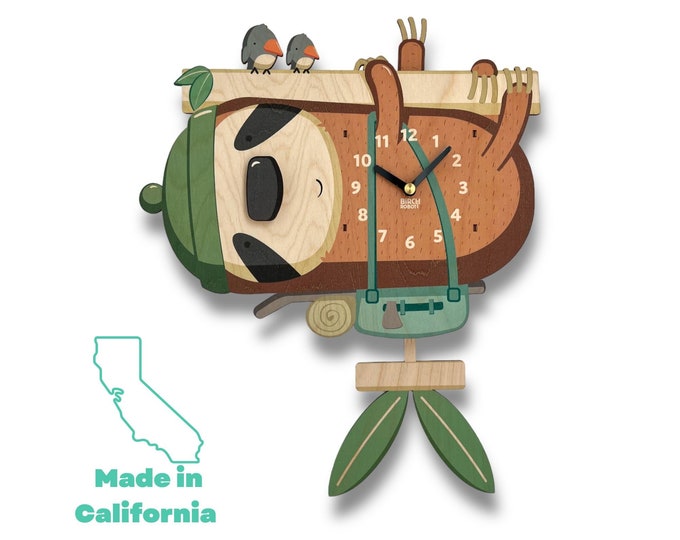 Sloth Pendulum Clock | Woodland Nursery Decor | Kids Clock | Woodland ...