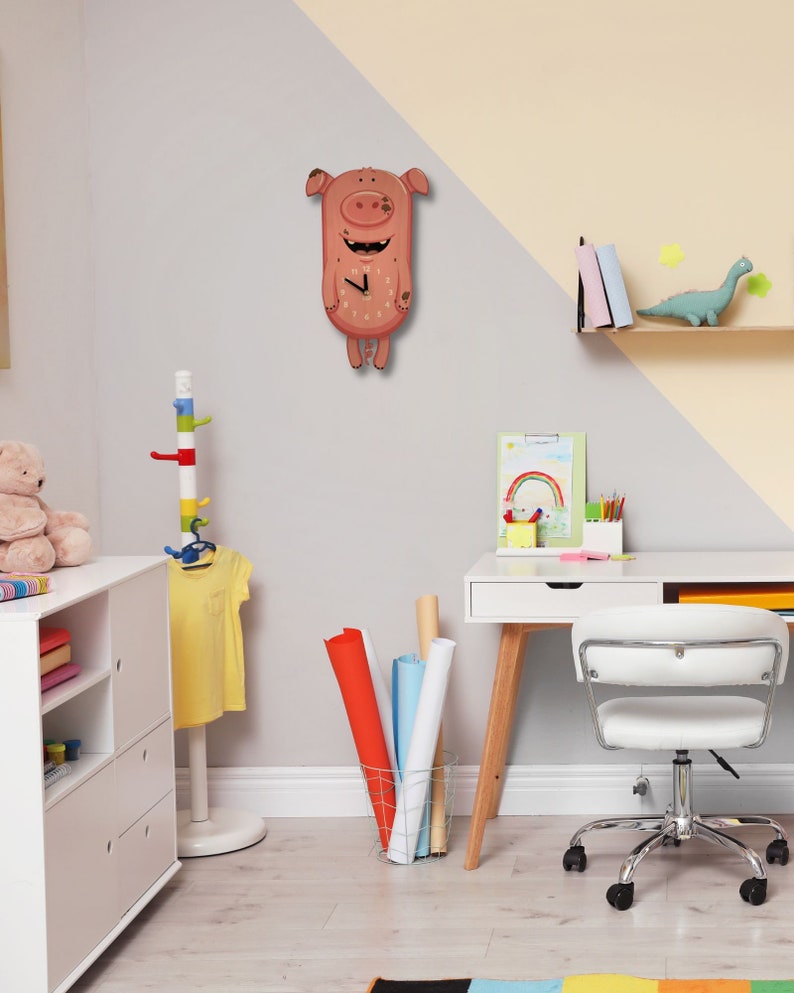 Pig Pendulum Clock | Pig Wall Clock | Farm Animal Decor | Pig Gifts ...