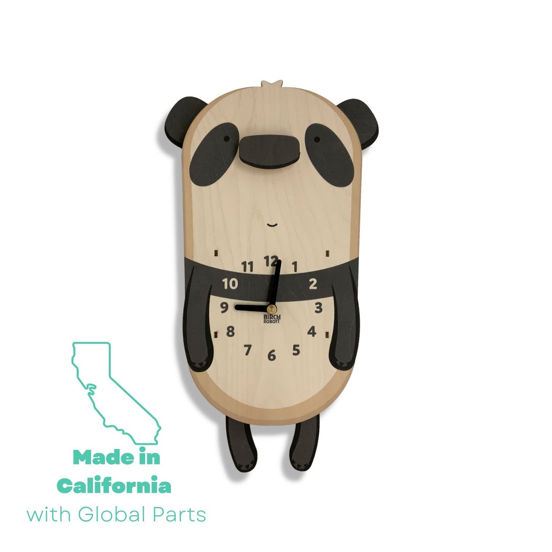 Panda Pendulum Clock Panda Nursery Decor Kids Clock - Etsy