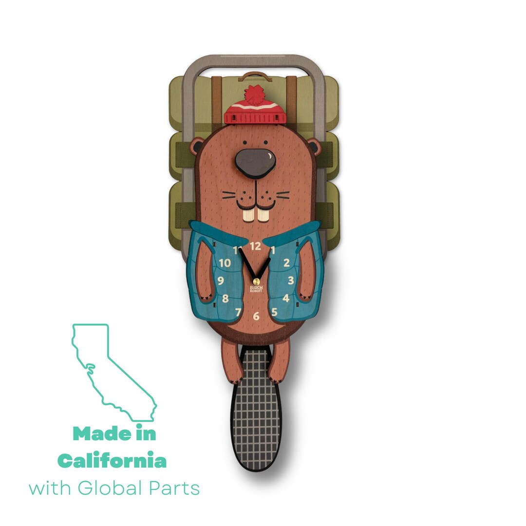 Beaver Pendulum Clock - Lil Adventurer Beaver W/ Removable Accessories ...