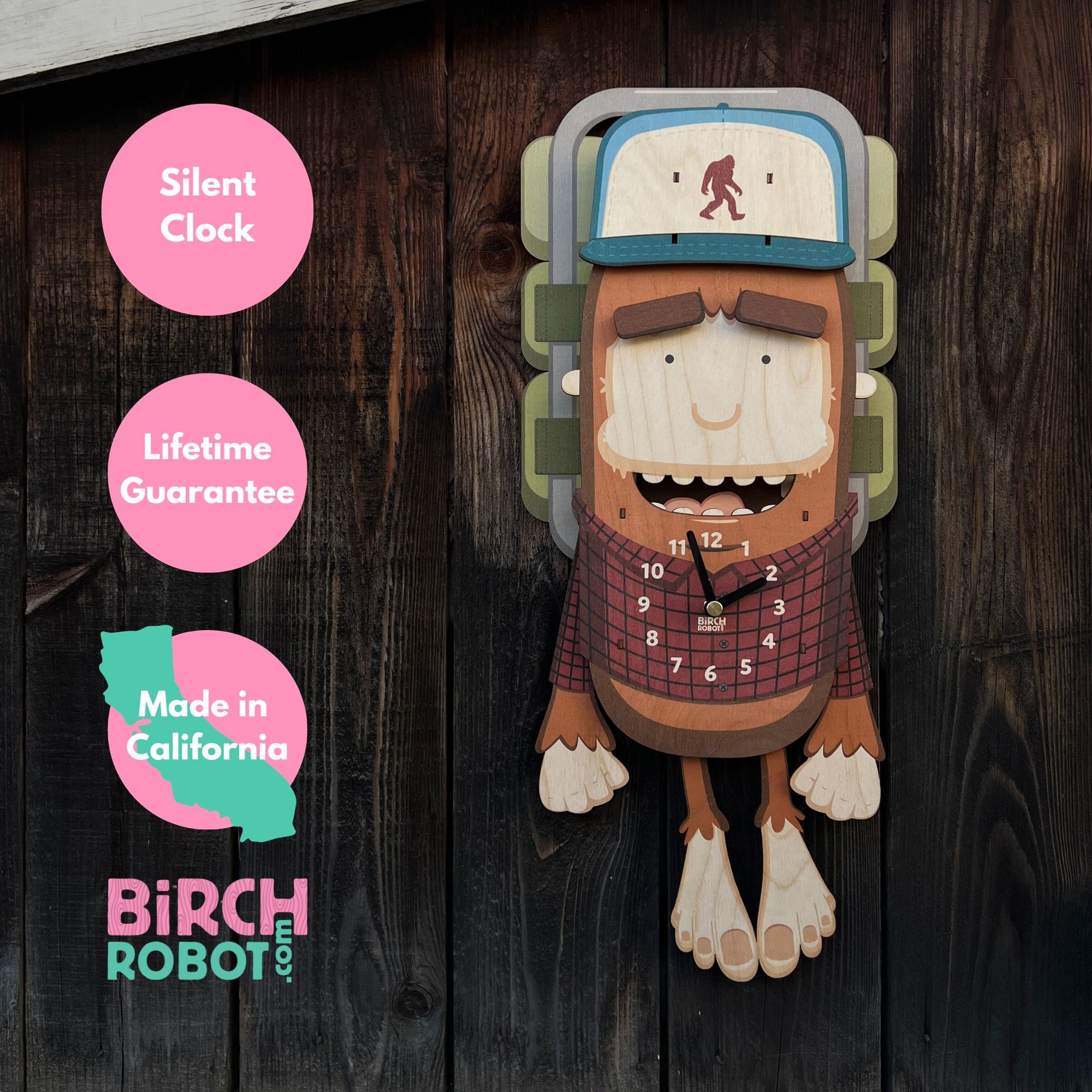 Bigfoot Pendulum Clock | Sasquatch Clock | Kids Clock | Bigfoot Lover ...