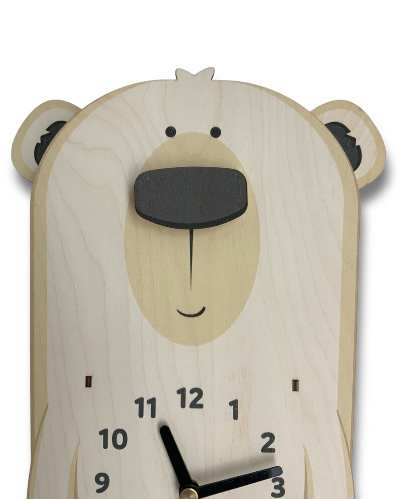 Polar Bear Pendulum Clock | Polar Bear Gift | Kids Clock | Arctic Animals | Kids Room Decor ...