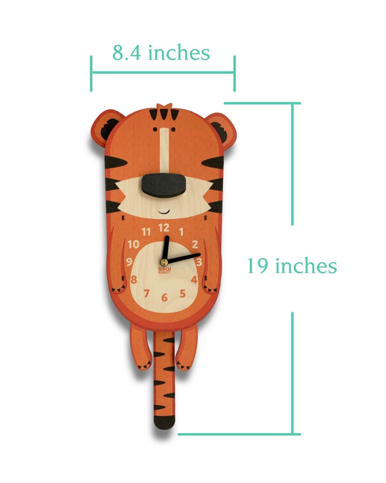 Tiger Pendulum Clock | Jungle Safari Nursery Decor | Jungle Animals ...