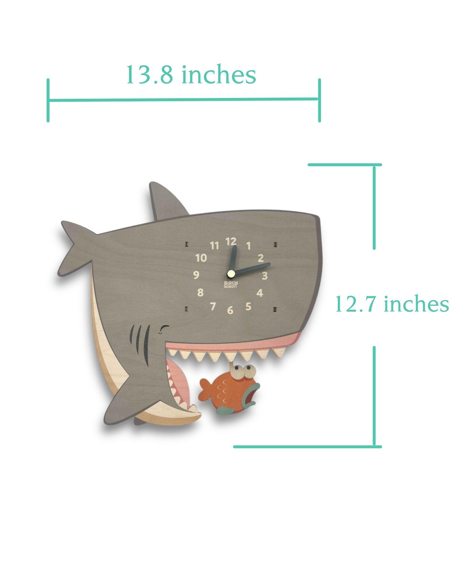 Shark Pendulum Clock - Wall Clock - Wall Decor for Baby Nursery or Kids ...