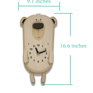 Polar Bear Pendulum Clock | Polar Bear Gift | Kids Clock | Arctic Animals | Kids Room Decor ...