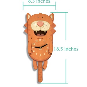 Cat Pendulum Clock - Wall Clock - Wall Decor for Baby Nursery or Kids ...