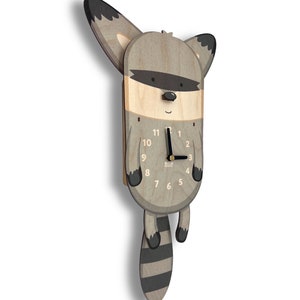 Raccoon Pendulum Clock Woodland Nursery Decor Kids Clock - Etsy