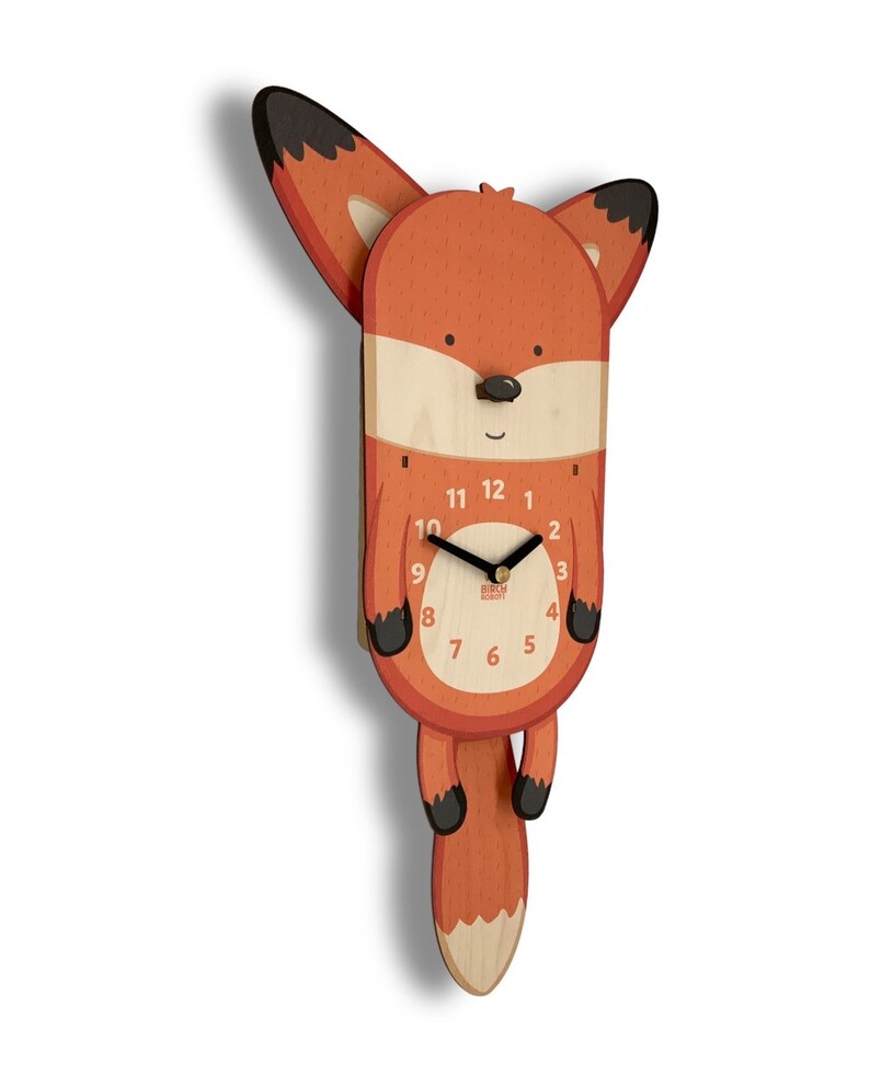 Fox Pendulum Clock Woodland Nursery Decor Kids Clock - Etsy