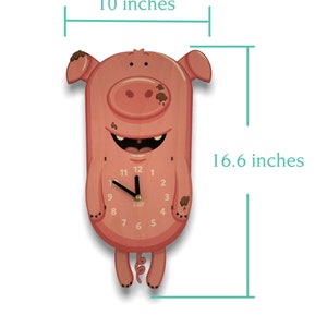 Pig Pendulum Clock | Pig Wall Clock | Farm Animal Decor | Pig Gifts ...