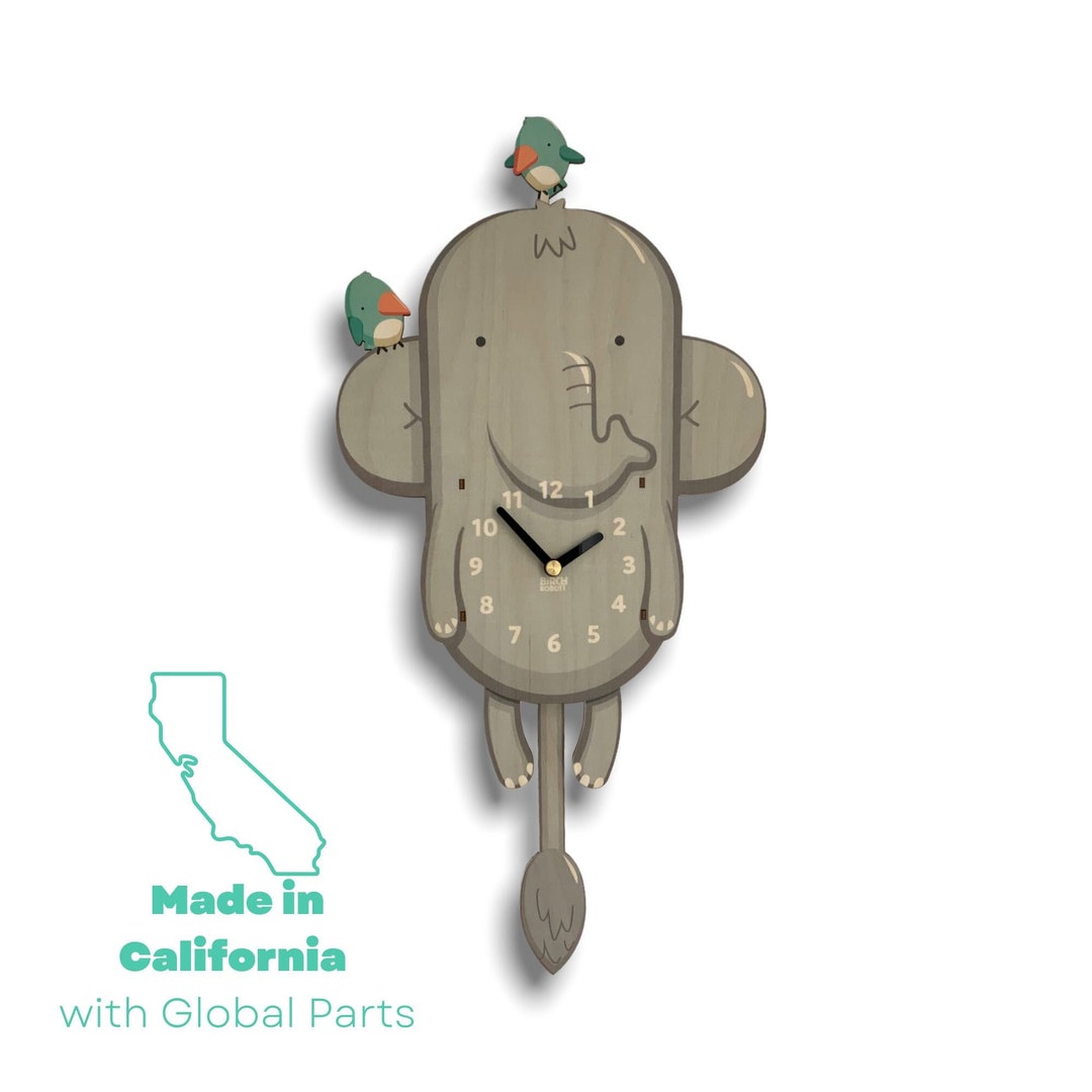 Elephant Pendulum Clock | Kids Clock | Safari Nursery Decor | Elephant ...