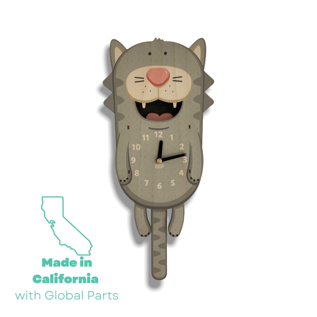 Cat Pendulum Clock - Wall Clock - Wall Decor for Baby Nursery or Kids ...