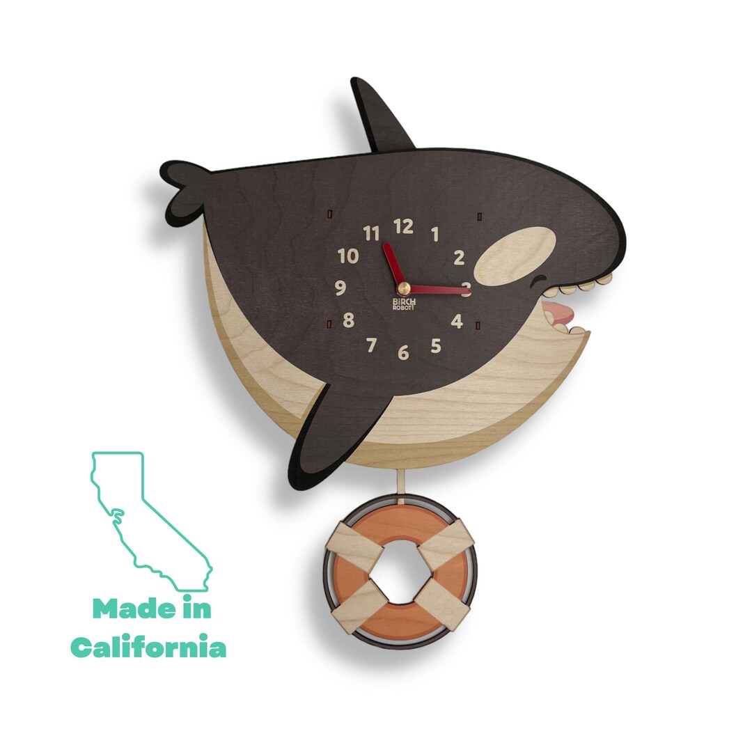 Orca Pendulum Clock | Killer Whale Decor | Kids Clock | Ocean Animals ...