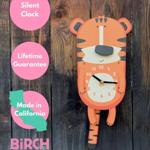 Tiger Pendulum Clock | Jungle Safari Nursery Decor | Jungle Animals ...