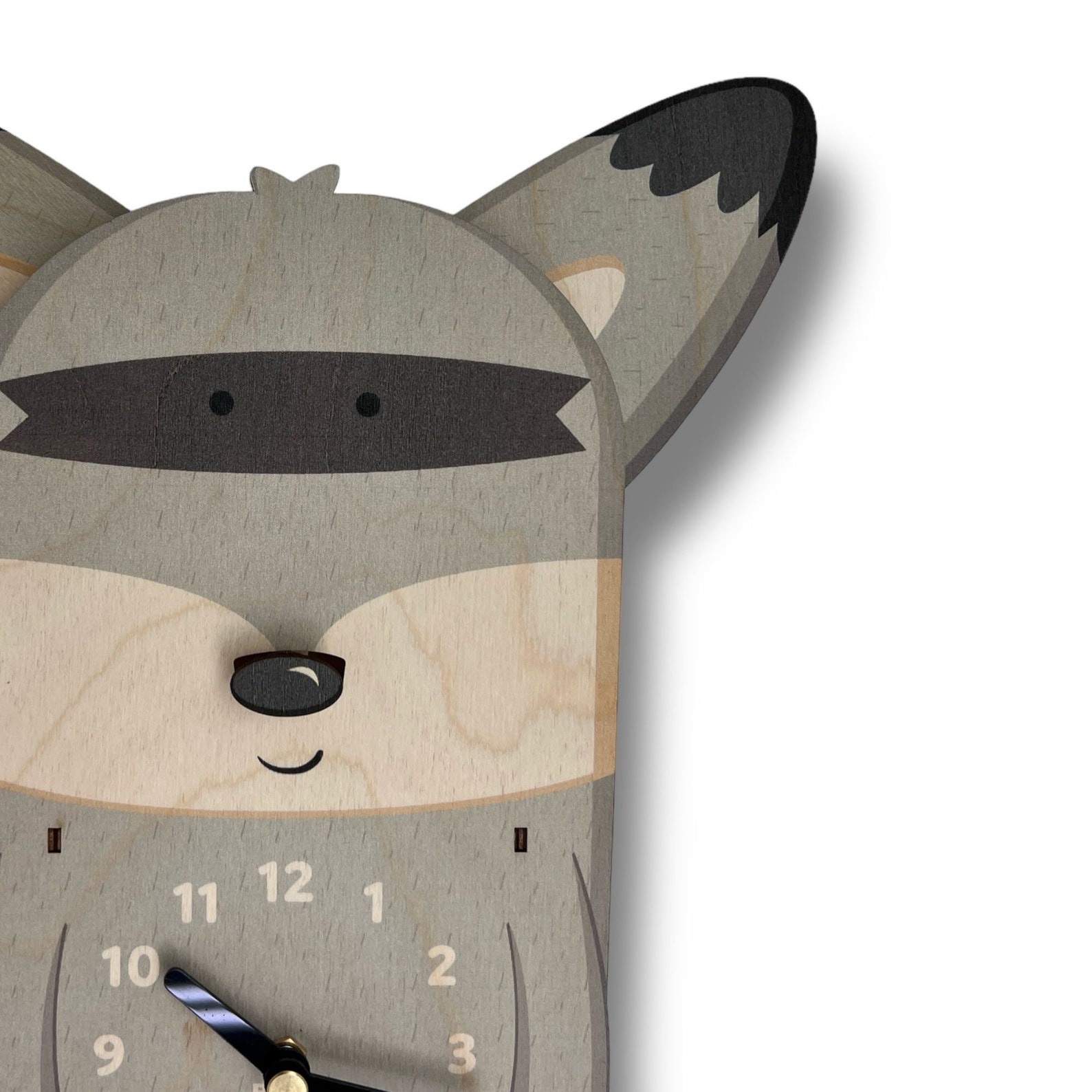 Raccoon Pendulum Clock Woodland Nursery Decor Kids Clock Woodland ...