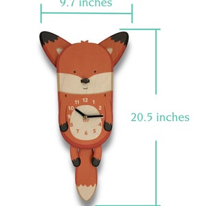 Fox Pendulum Clock Woodland Nursery Decor Kids Clock - Etsy
