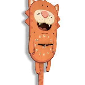 Cat Pendulum Clock - Wall Clock - Wall Decor for Baby Nursery or Kids ...