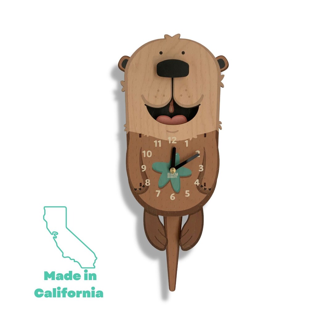 Sea Otter Pendulum Wall Clock Nursery Decor Ocean Animals Baby Nursery ...