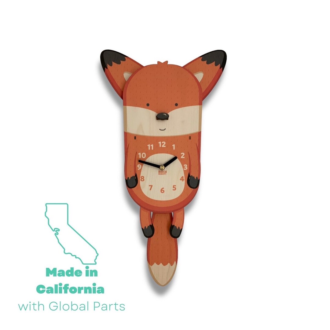 Fox Pendulum Clock Woodland Nursery Decor Kids Clock - Etsy