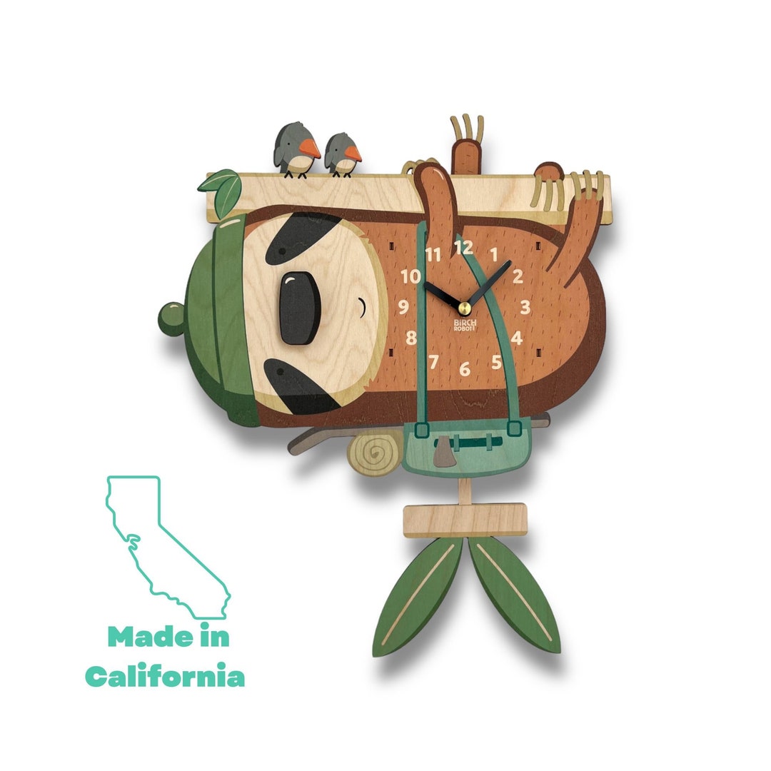Sloth Pendulum Clock | Woodland Nursery Decor | Kids Clock | Woodland ...