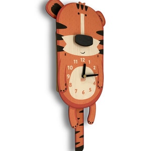 Tiger Pendulum Clock | Jungle Safari Nursery Decor | Jungle Animals ...