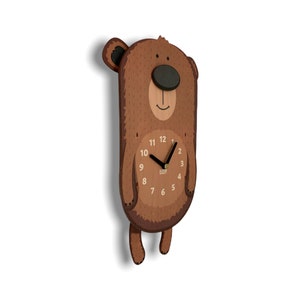 Bear Pendulum Clock Woodland Nursery Decor Kids Clock - Etsy