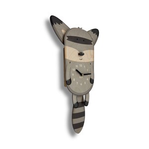 Raccoon Pendulum Clock | Woodland Nursery Decor | Kids Clock | Woodland ...