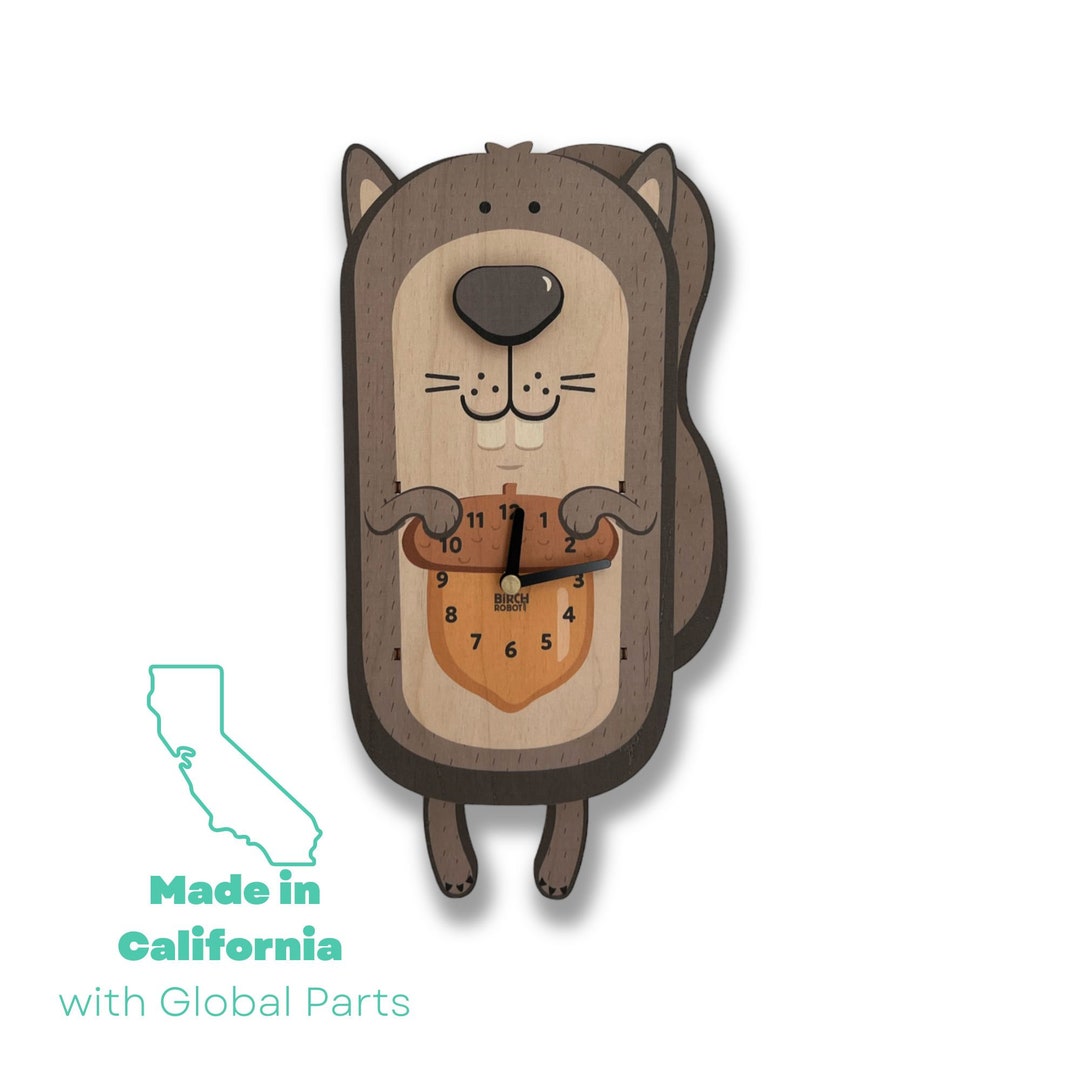 Squirrel Pendulum Clock | Woodland Nursery Decor | Kids Clock ...