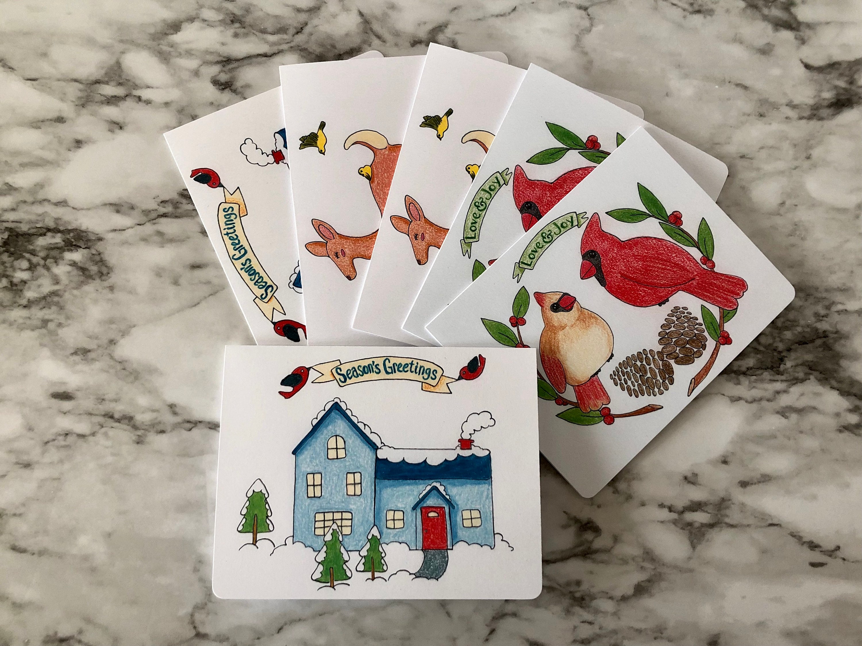 Holiday Greeting Card Set Holiday Notecards Christmas Cards | Etsy