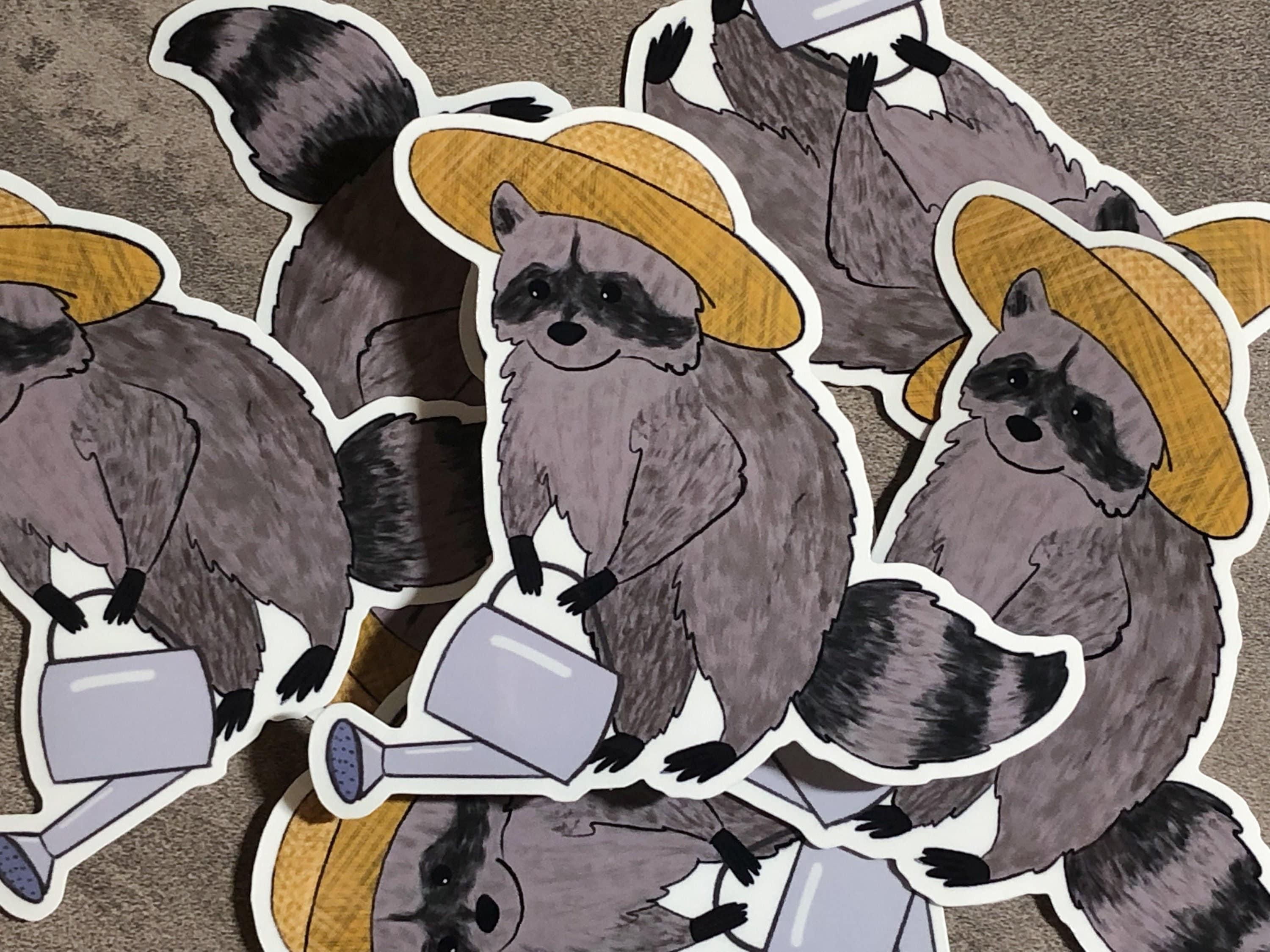 Raccoon Sticker Cute Raccoon Sticker Gardening Raccoon | Etsy