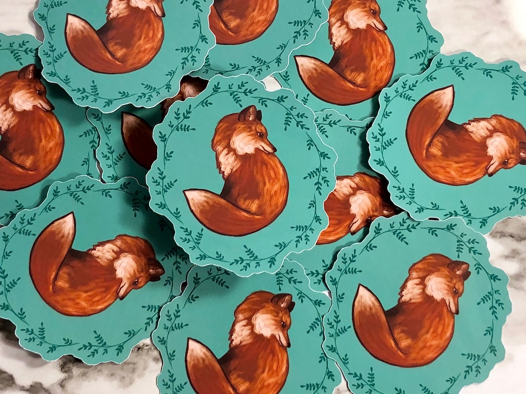 Fox Sticker, Cute Fox Sticker, Fox Stickers, Fox With Vines Sticker ...