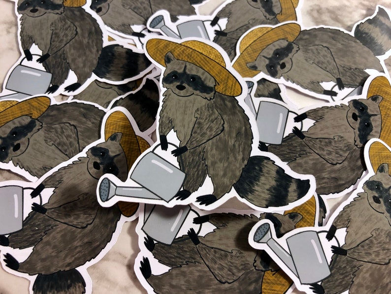 Raccoon Sticker Cute Raccoon Sticker Gardening Raccoon | Etsy