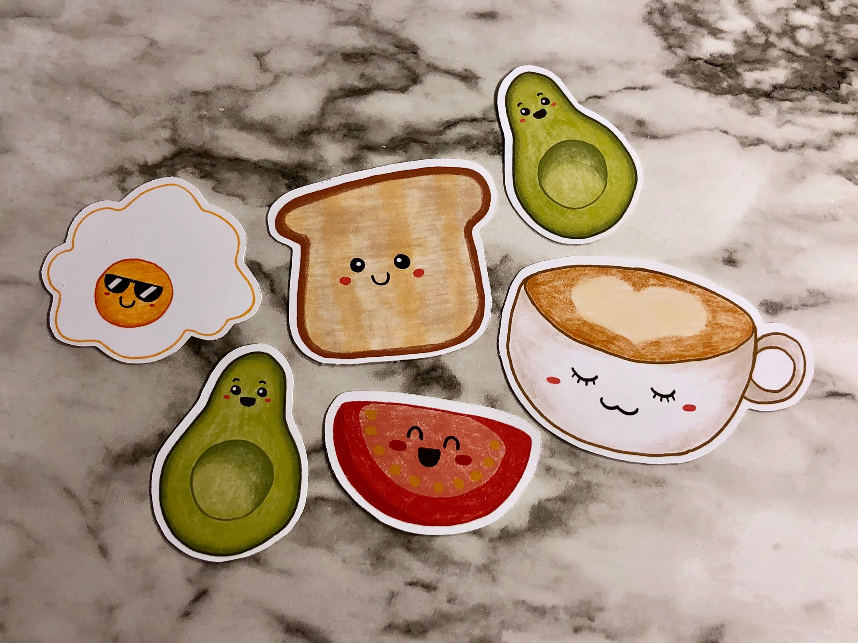 Breakfast Sticker Set Cute Sticker Set Breakfast Stickers | Etsy