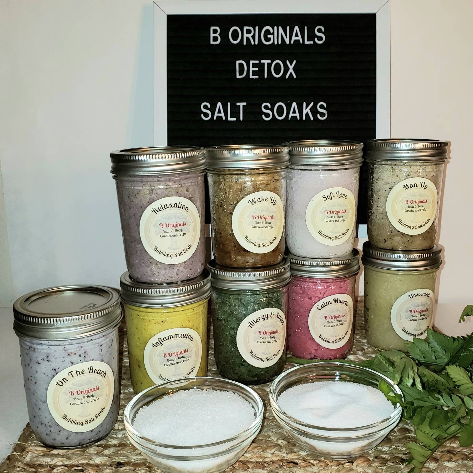 8 Oz Detox Bubbling Salt Soaks in 9 Varieties Including Inflammation ...
